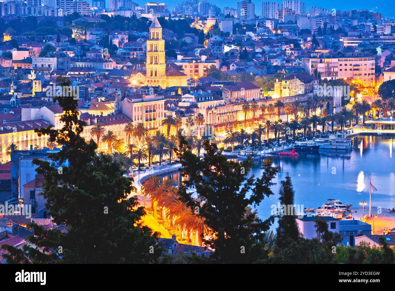 Amazing sunrise city of Split Riva waterfront panoramic view Stock ...