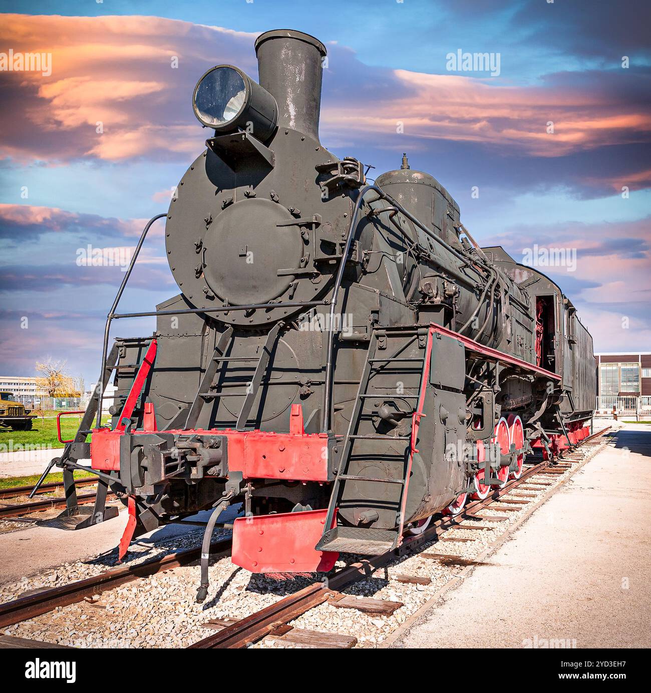 Retro black steam locomotive Stock Photo - Alamy