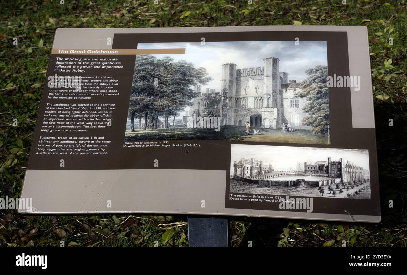 Tourist / visitor information board at Battle Abbey, Battle, East ...