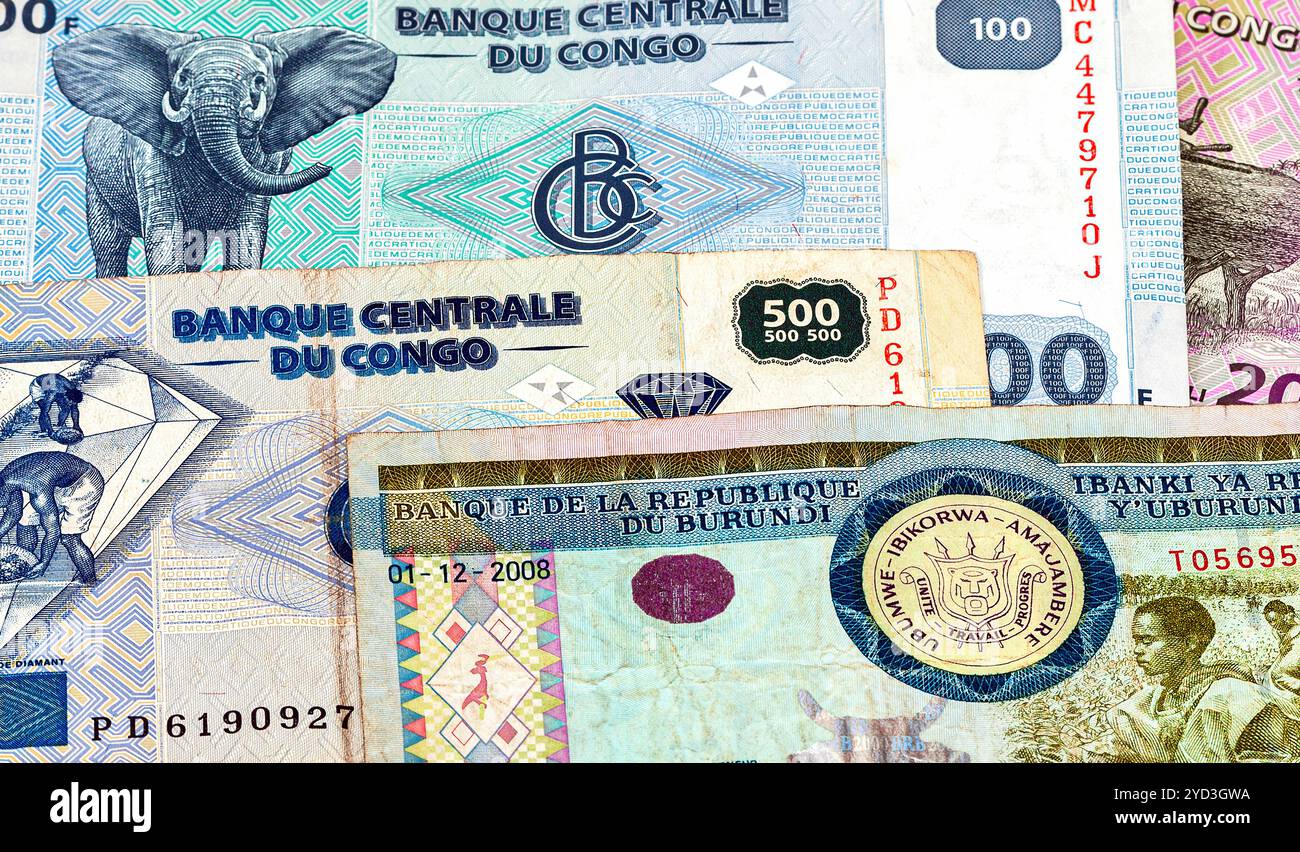 Congo and Burundi banknotes as money background Stock Photo - Alamy