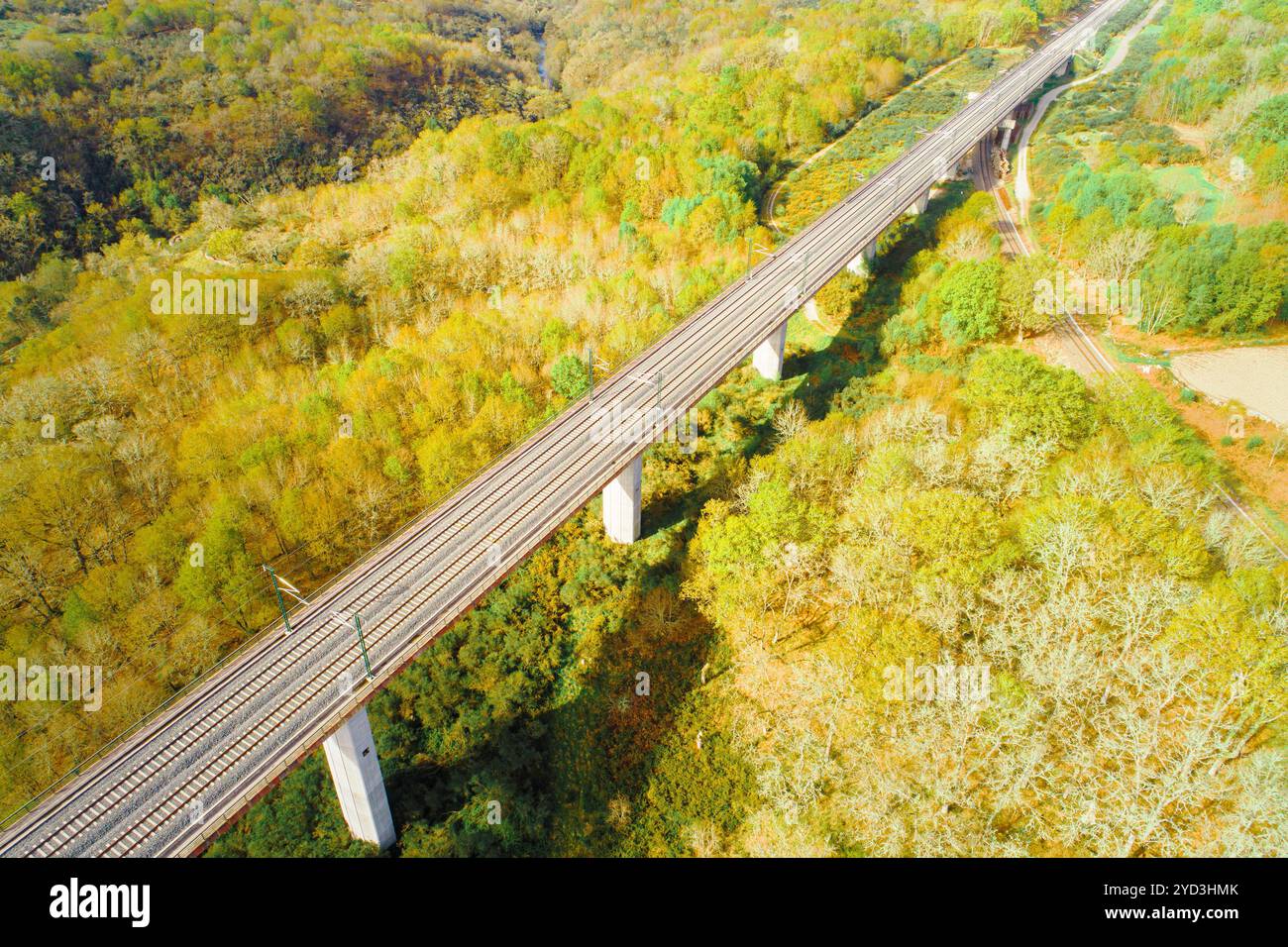 viaductt for the high speed train railway tracks in Spain, aerial view from a drone Stock Photo ...