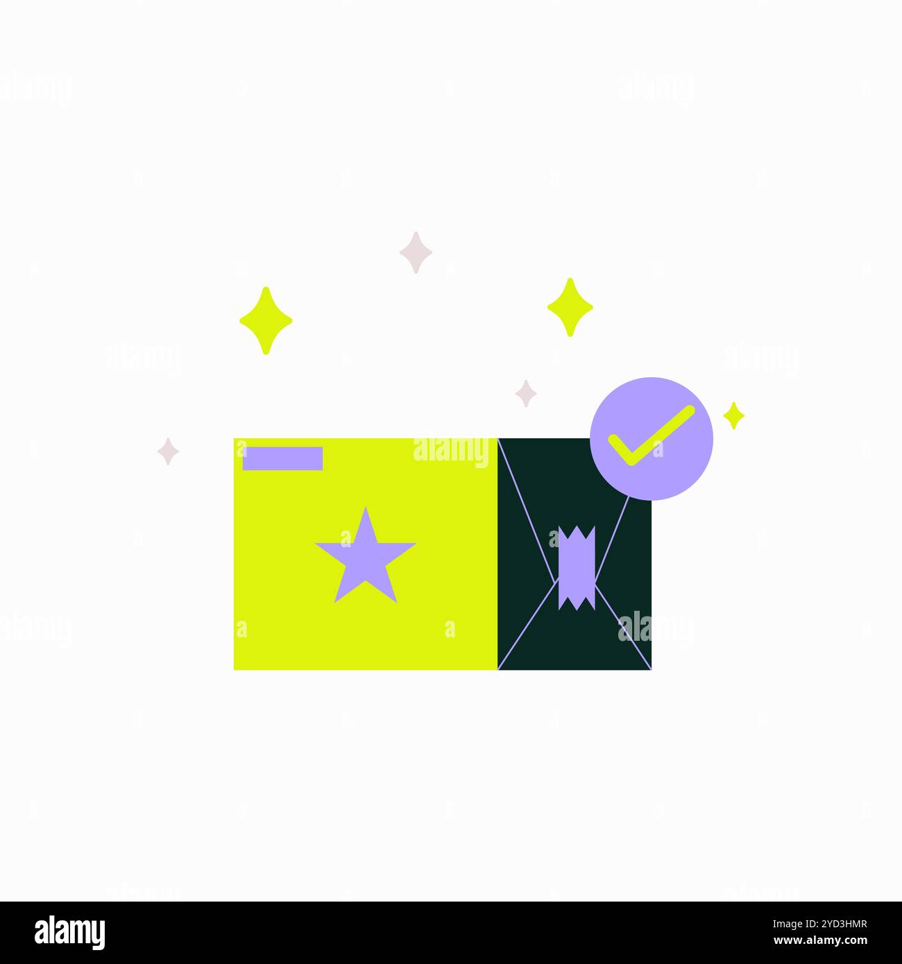 Envelope With Star And Checkmark In Flat Vector Illustration ...