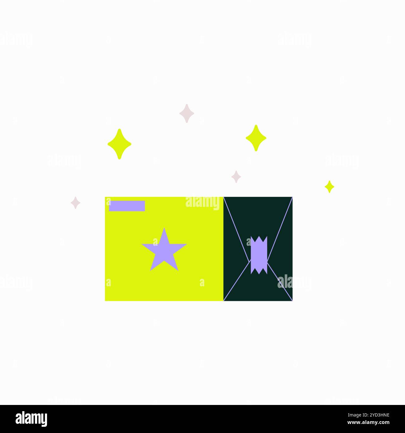 Sparkling Envelope With Star In Flat Vector Illustration Symbolizing ...