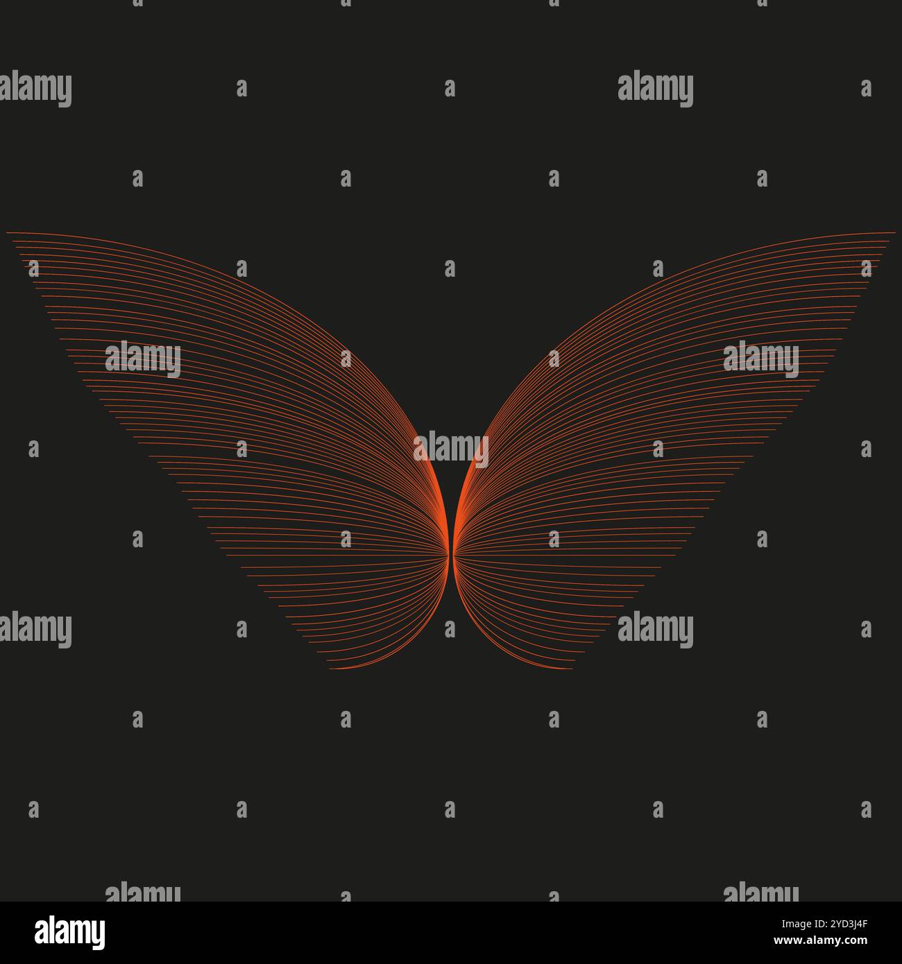 Abstract butterfly shape. Orange gradient lines. Symmetrical pattern ...