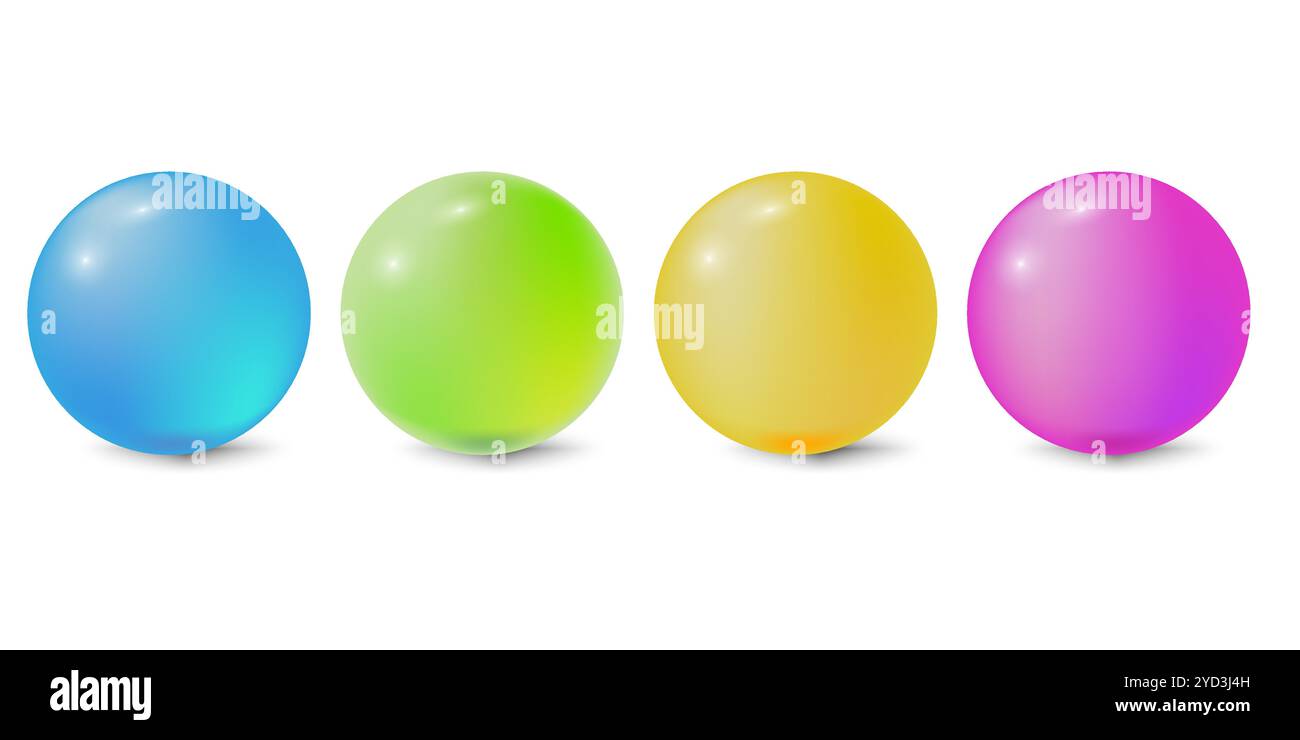 Colorful spheres vector. Glossy round shapes. Bright gradient palette ...