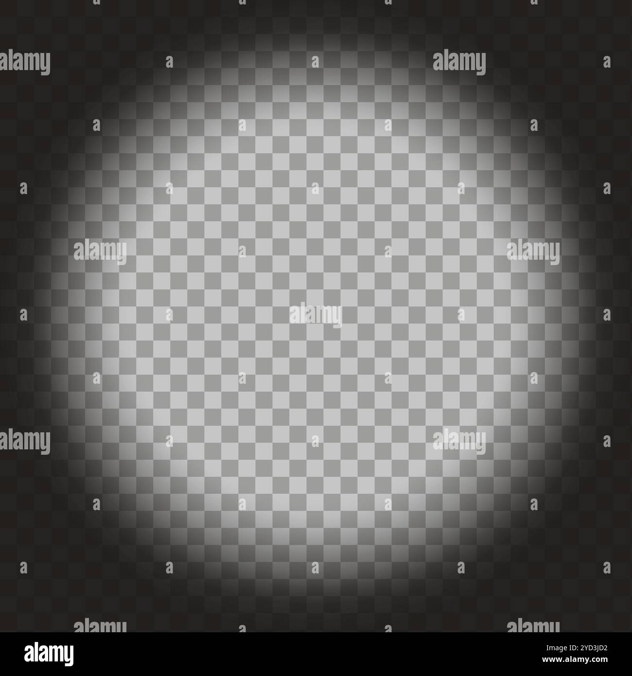 Circular spotlight background. Soft light center. Checkered gradient effect. Transparent texture ...