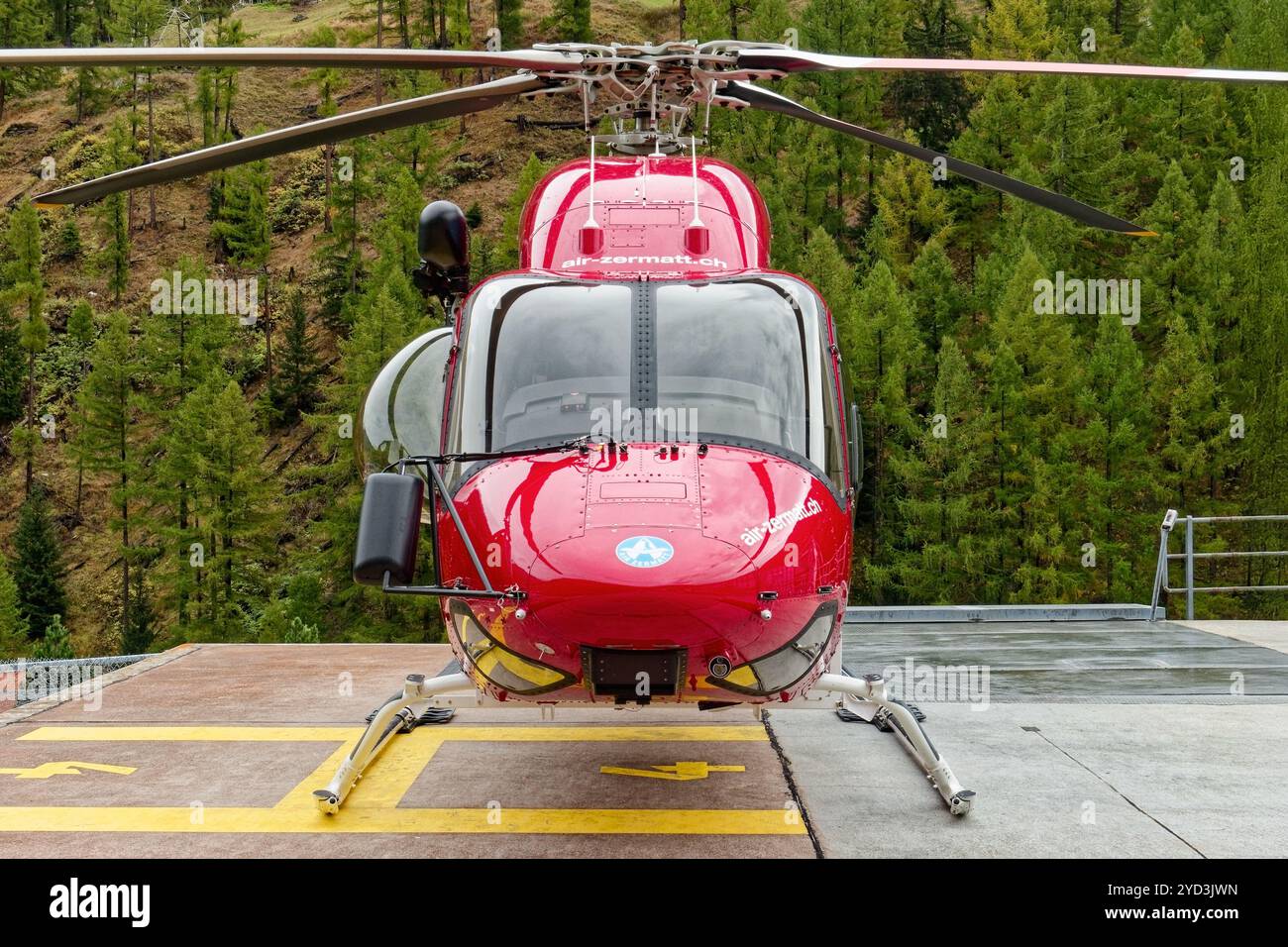 Air Zermatt in Zermatt, Wallis, Switzerland. Helicopter Bell 429 at ...