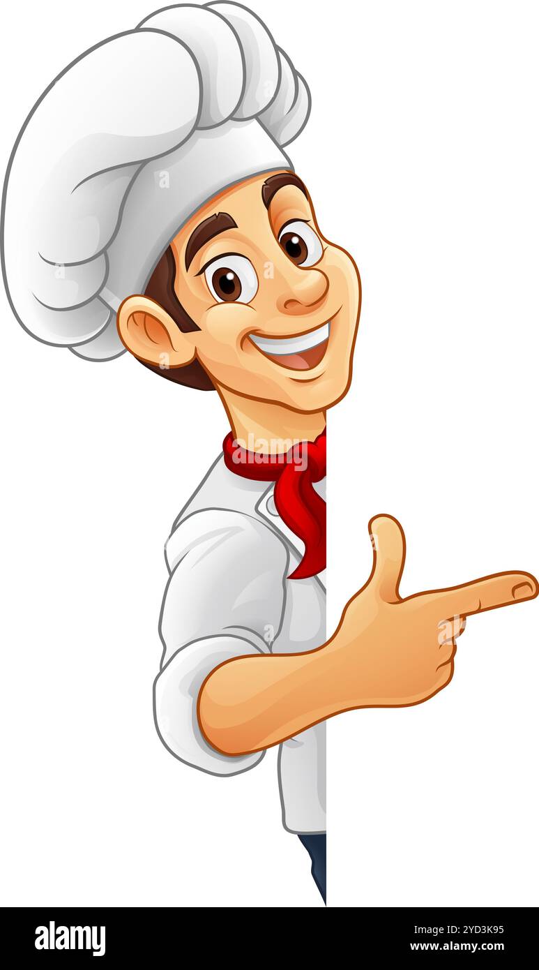 Chef Baker Cook Cartoon Mascot Man Pointing Sign Stock Vector Image ...