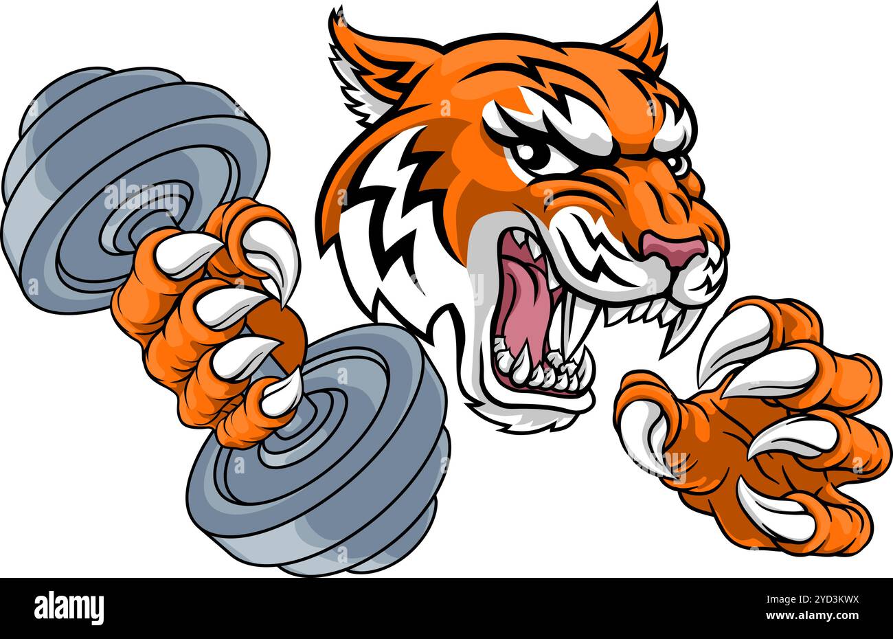 Tiger Weight Lifting Dumbbell Gym Animal Mascot Stock Vector Image ...