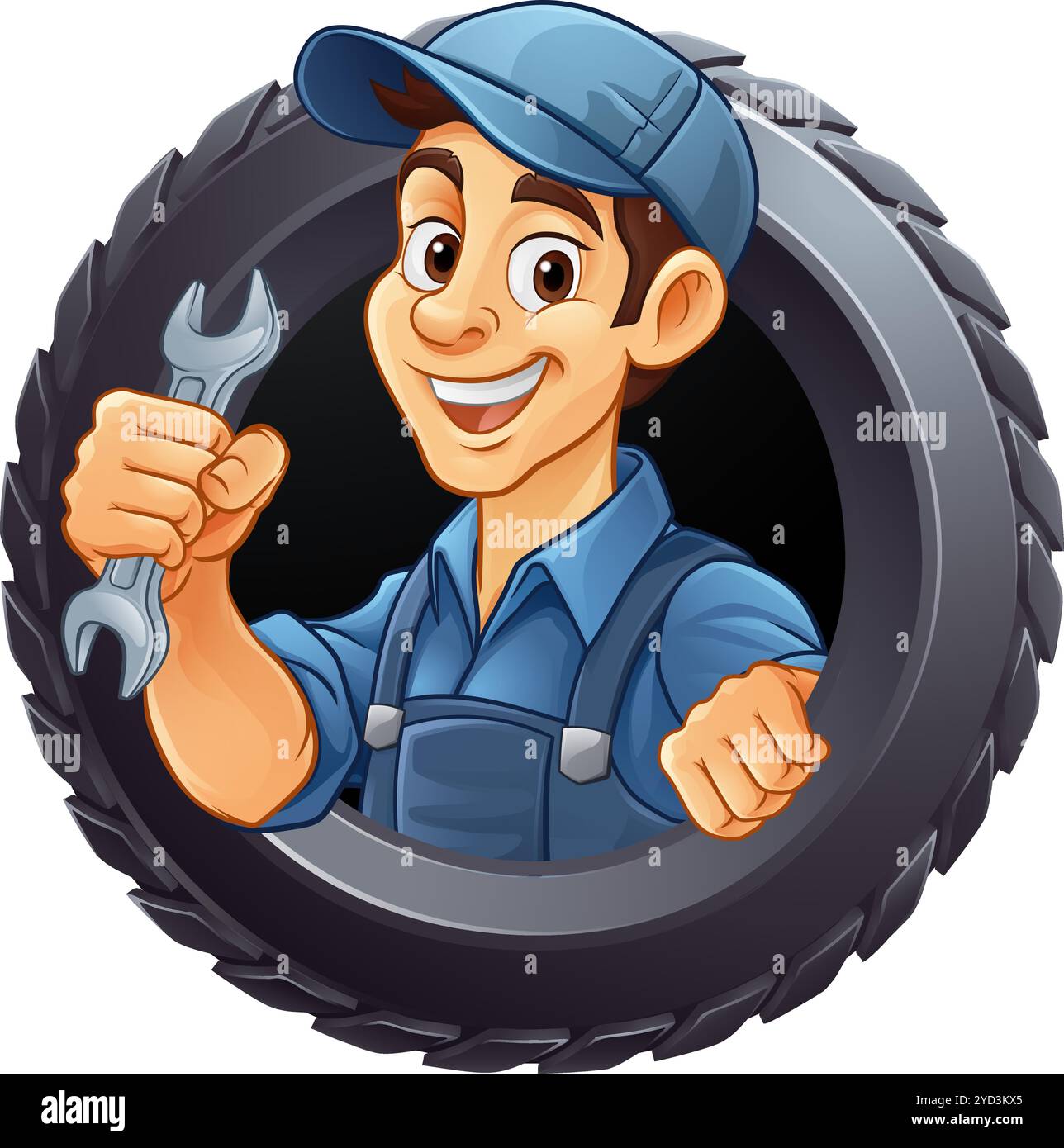 Tyre Tire Car Service Mechanic Mascot Cartoon Man Stock Vector Image ...