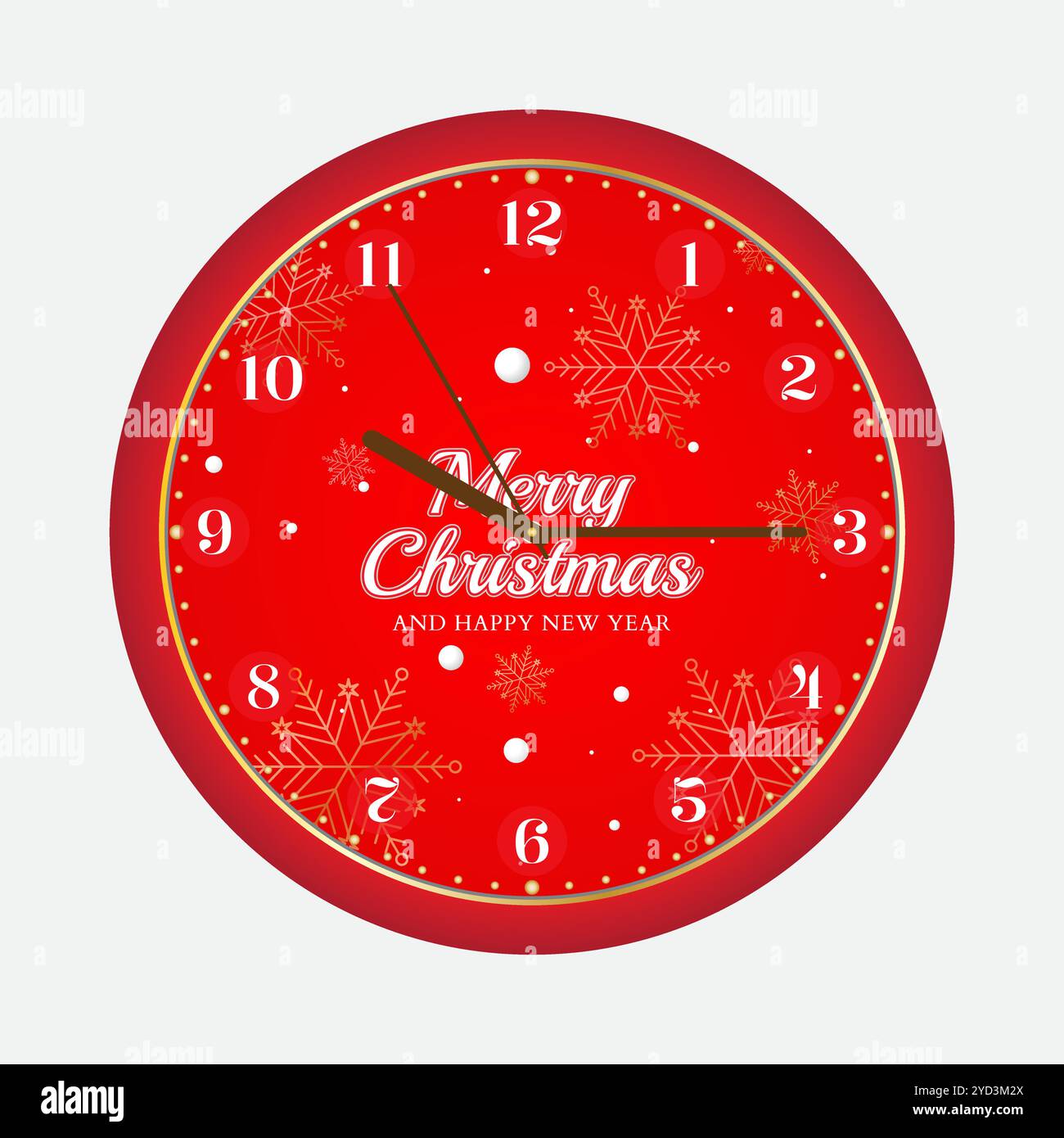 An elegant and stylish Classic Christmas Wall Clock with a red ...
