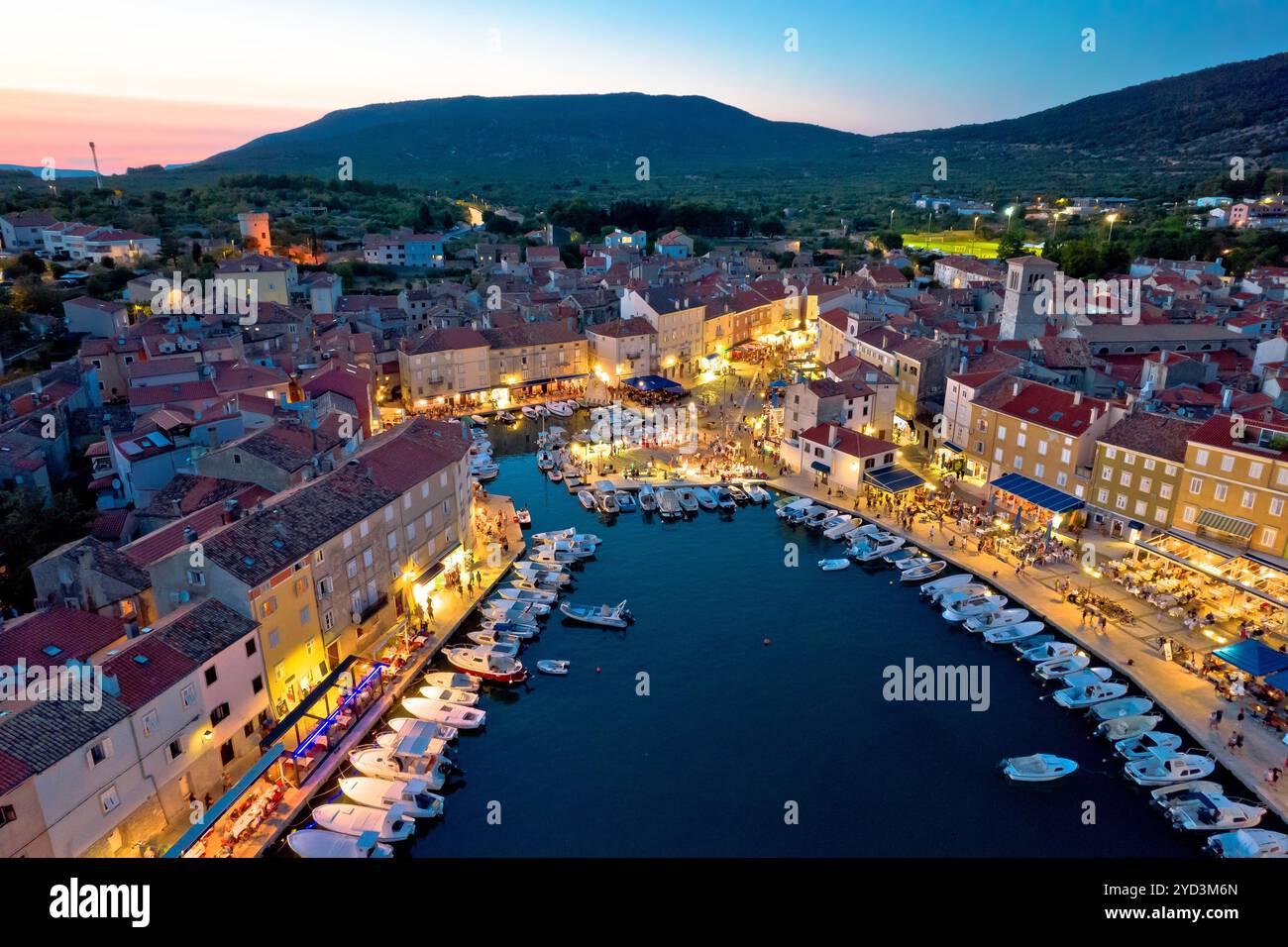Town of Cres aerial evening view, Island of Cres Stock Photo - Alamy