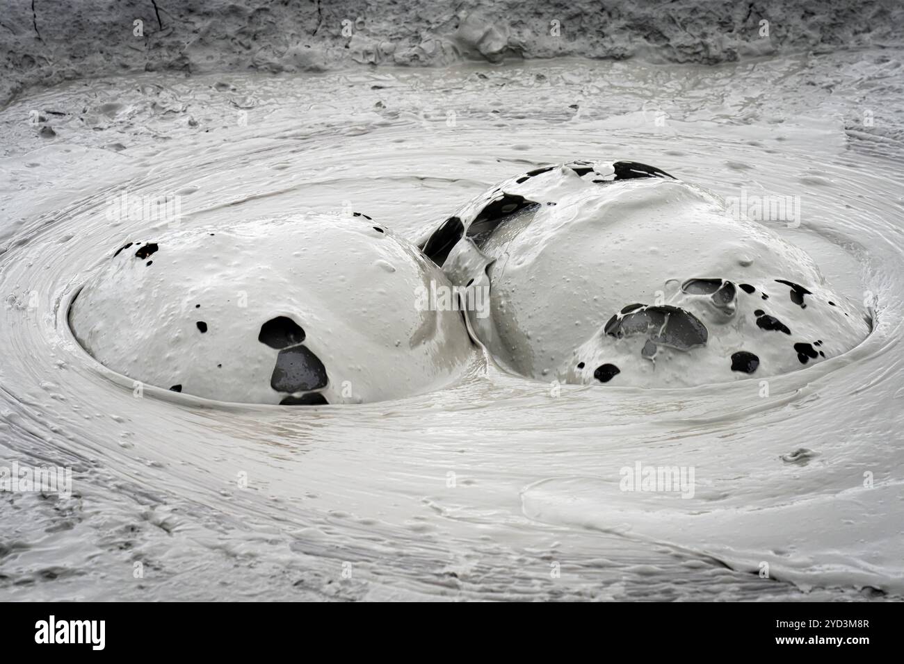 Bursting bubbling mud volcano in The Qobustan (Gobustan) National Park ...