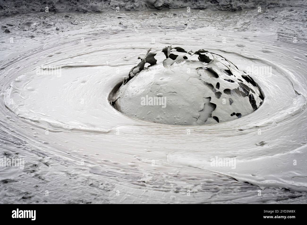 Bursting bubbling mud volcano in The Qobustan (Gobustan) National Park ...