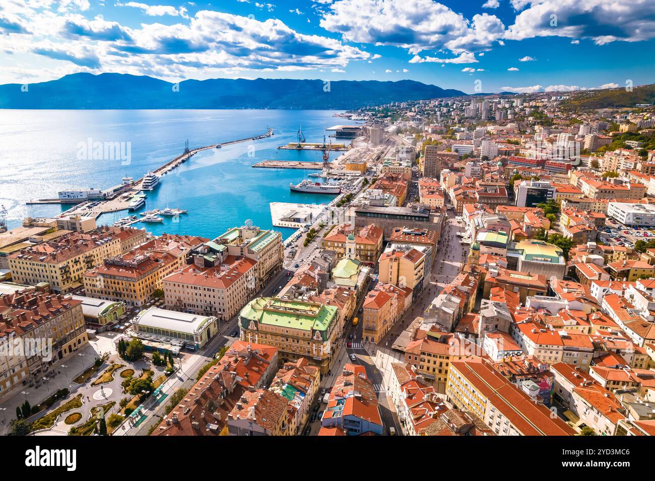 Rijeka city center and waterfront aerial view Stock Photo - Alamy