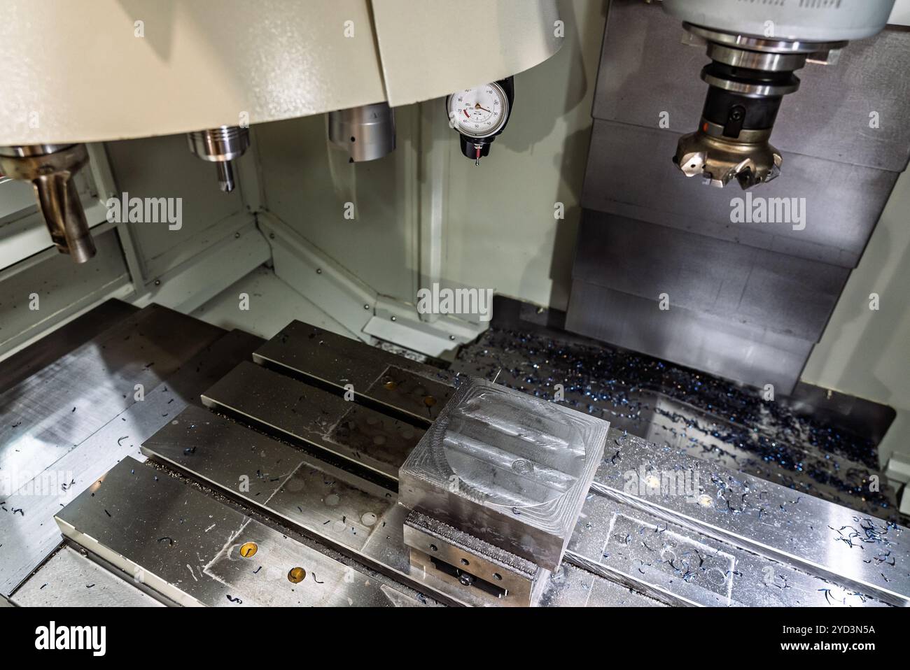 Tool magazine and interior of a CNC milling machine. Milling machining ...