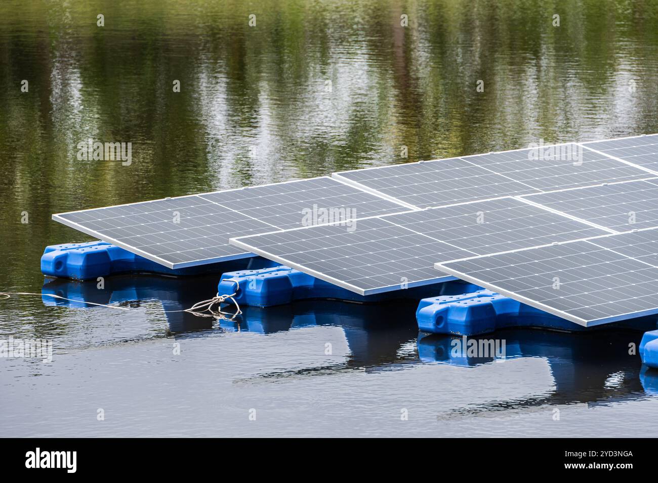 Floating Solar Panel. Solar photovoltaic panel PV System in Industry lake water pond. Saving ...
