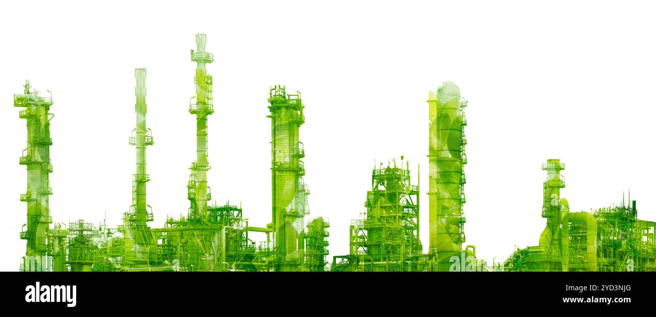 Green Oil and Gas Refinery. Petrochemical Industry plant with saving ...