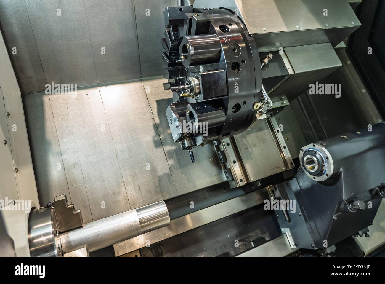 Cnc machine. The CNC lathe machine or Turning machine. Turning numerical control machine with ...