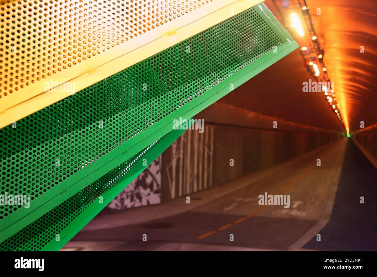 Halfway point in the 3km long Fyllingsdalen bike tunnel, Bergen, Norway ...
