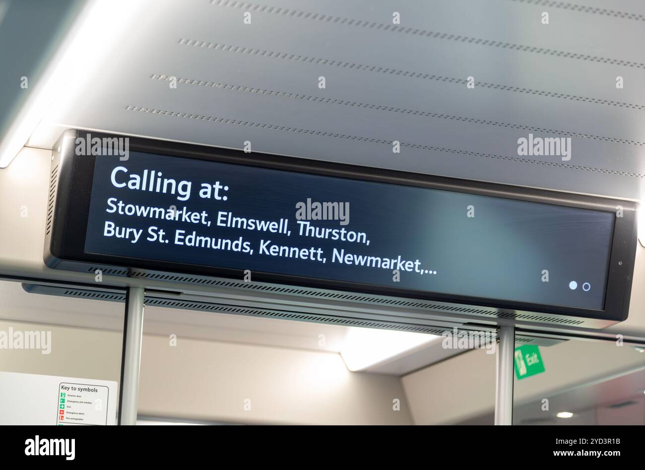 Electronic passenger information sign onboard train service Ipswich to ...