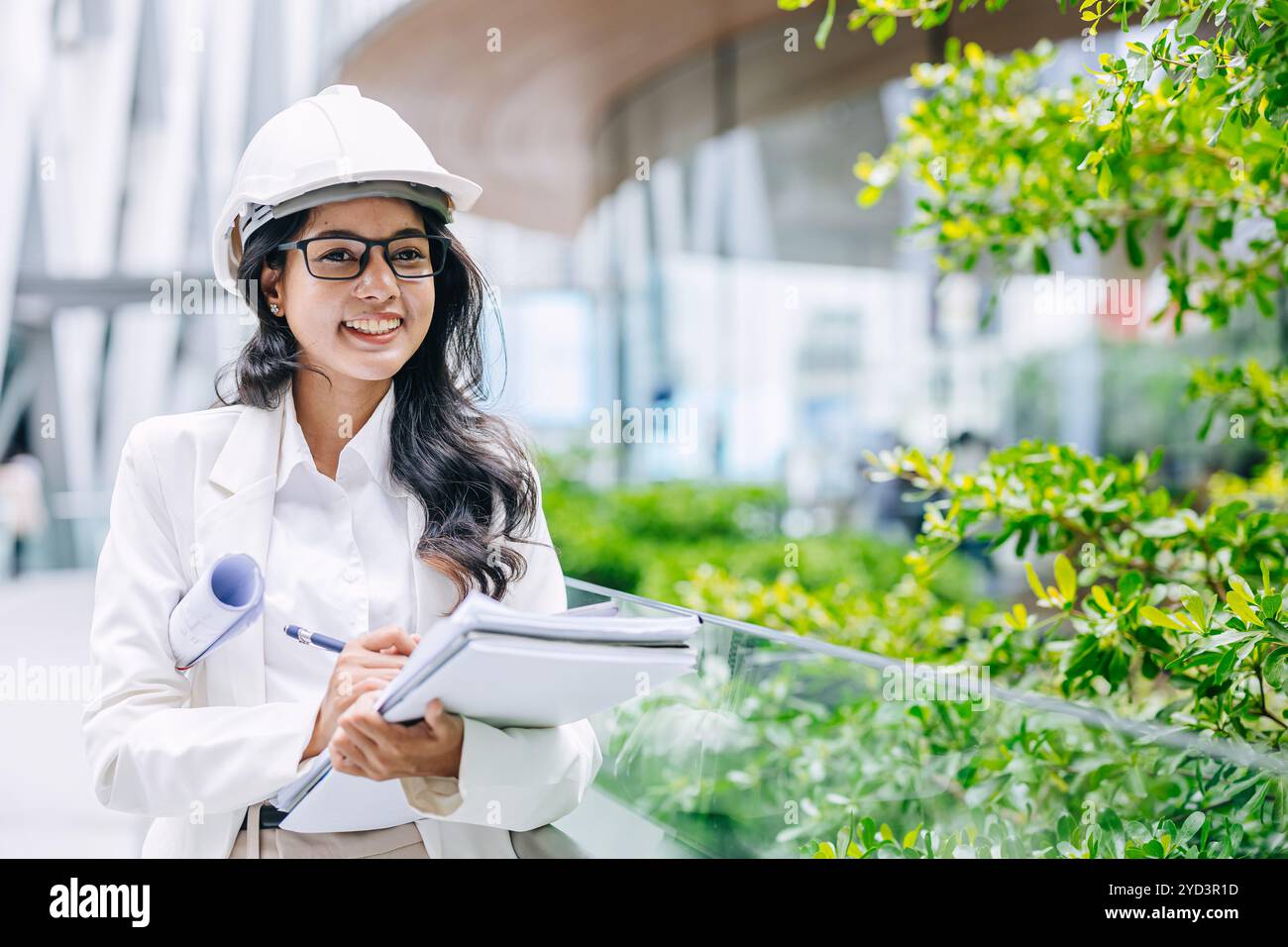 Architect Indian engineer female designer. environmental work design space for green city urban ...