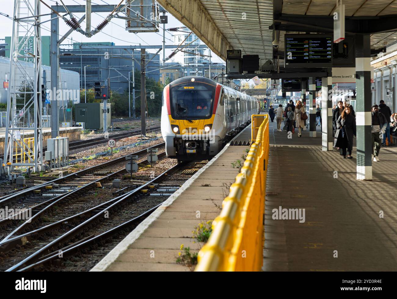 Greater Anglia class 720 Aventra train arriving at platform, Cambridge, Cambridgeshire, England ...