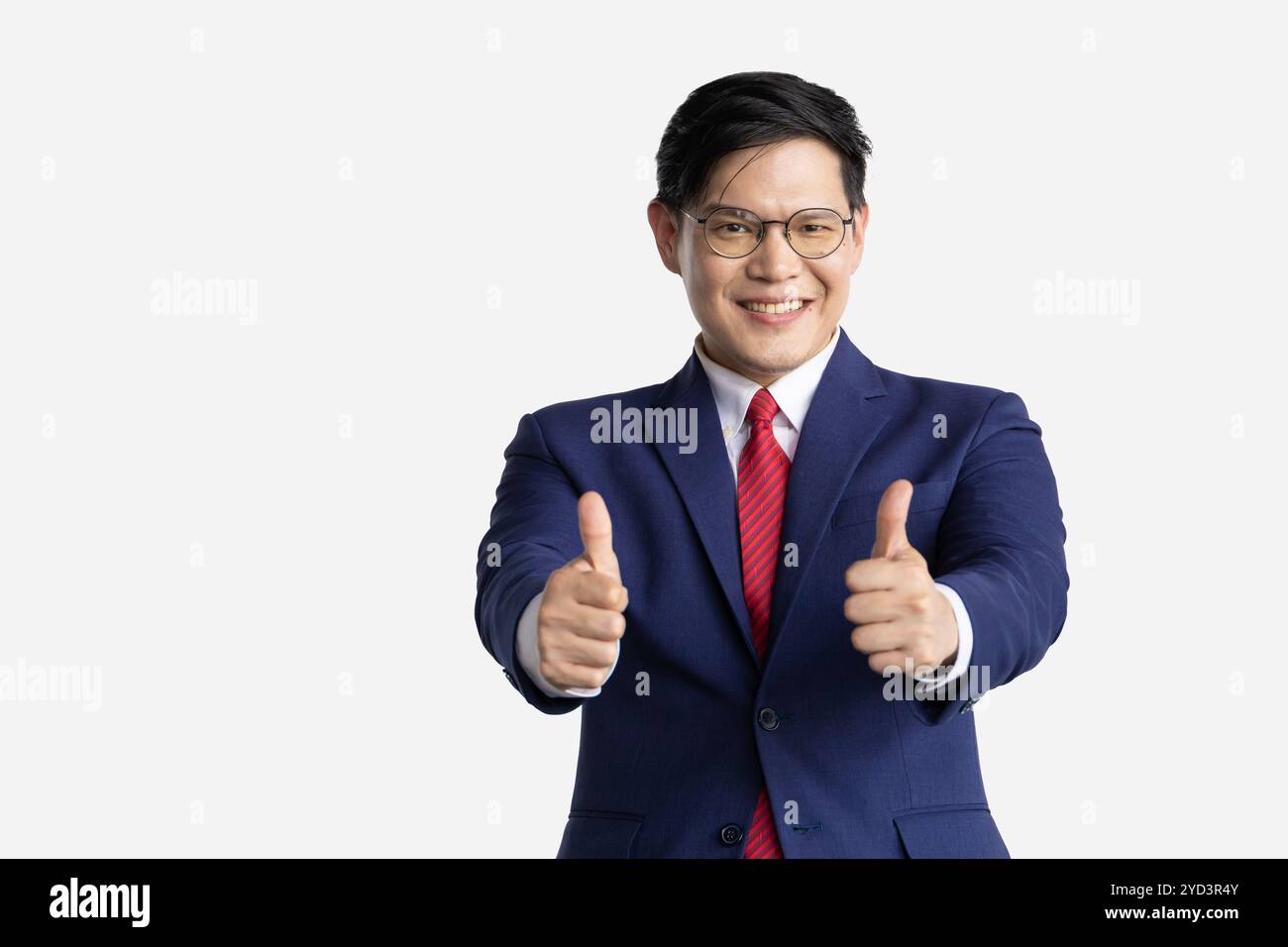 Businessman hand two thumbs up isolated on white. Smart male in ...