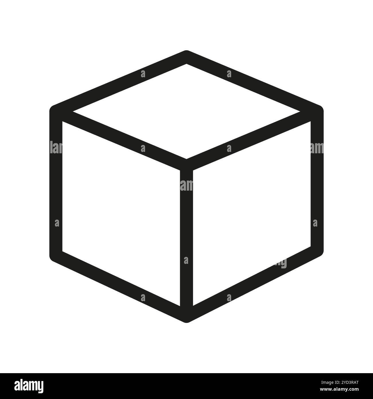 Cube icon. Geometric shape illustration. Simple 3D box. Black outline vector Stock Vector Image ...