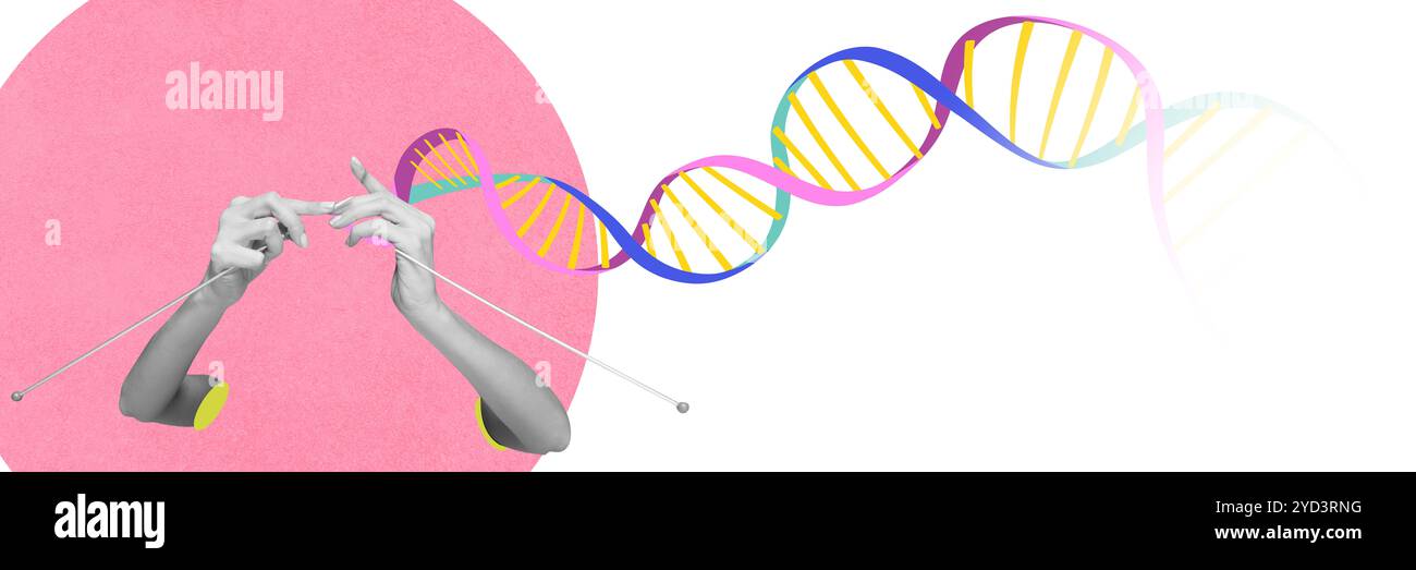 DNA structure and genetic engineering being knit together, symbolizing ...