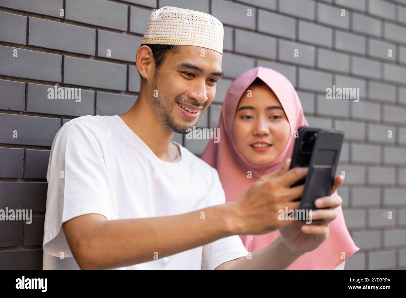 muslim people teen happy play smartphone relax enjoy together. islamic ...