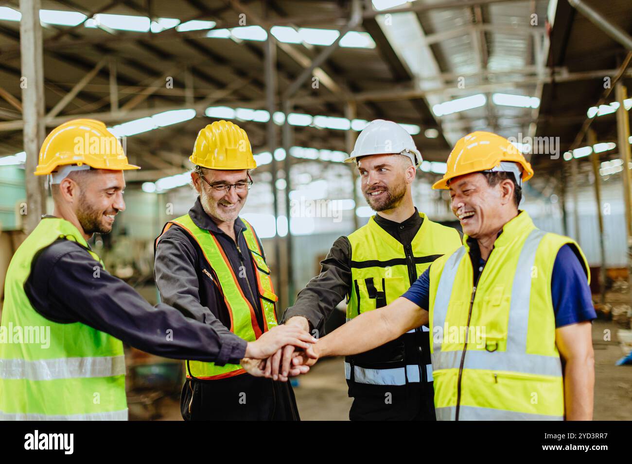 Engineer Group team dealing cooperation join hands together ...