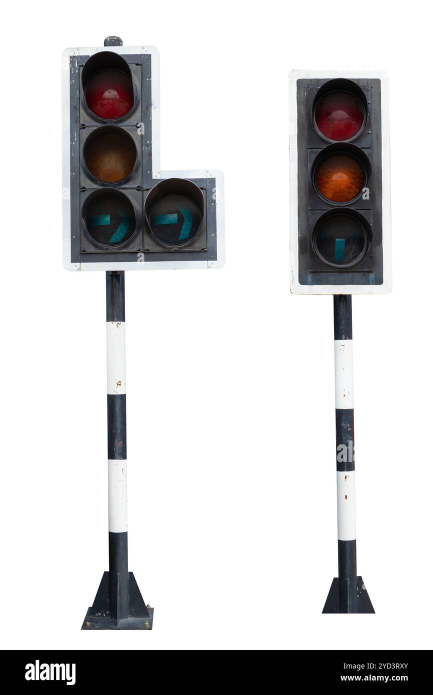 Traffic light mix style old used grunge real weathered isolated on ...