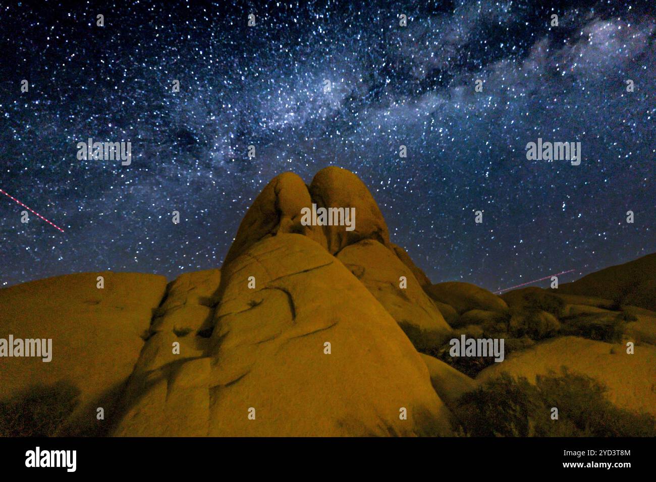 Night sky over rocks in Joshua Tree National Park, California Stock ...