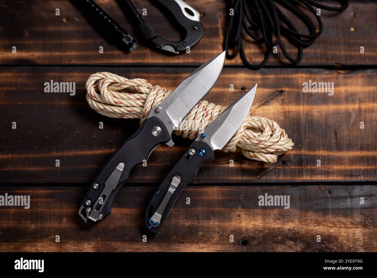 Folding knife with stainless steel blade and black G10 handle Stock ...