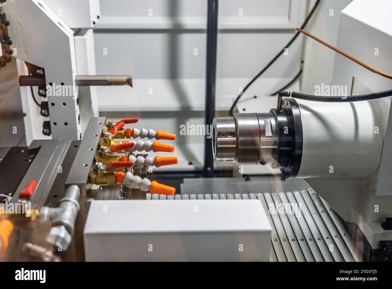 Cnc machine. The CNC lathe machine or Turning machine. Turning numerical control machine with ...