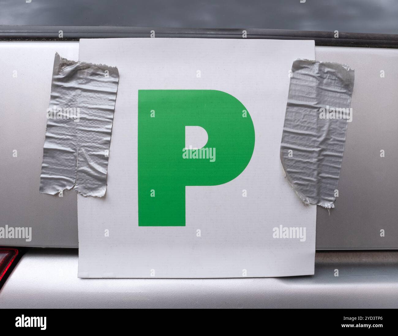 Probationary Plate (P Plates) On The Back Of A Car, Attached with Duct ...