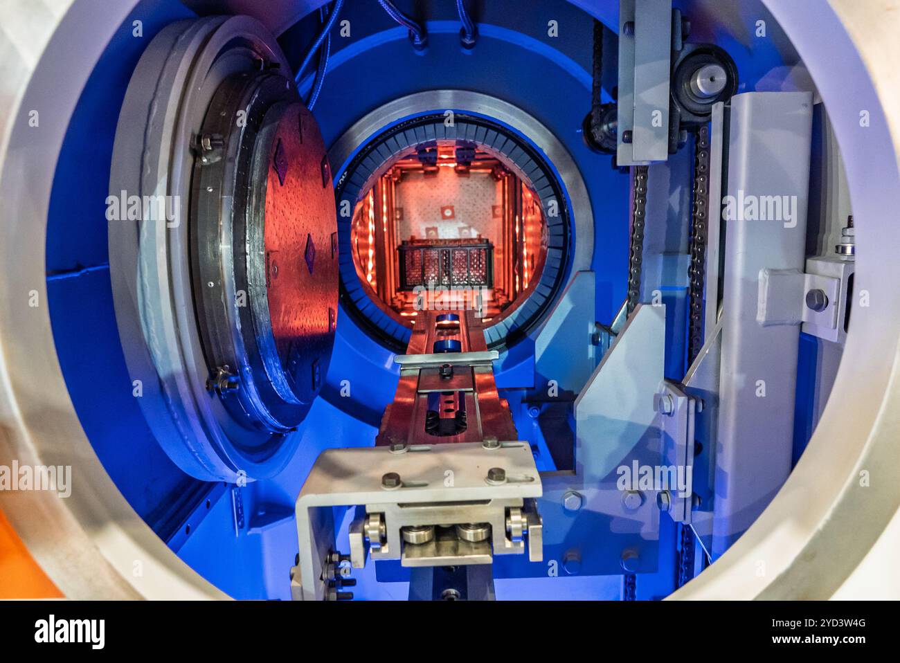 Industrial hardening furnace. Interior of a steel hardening furnace ...