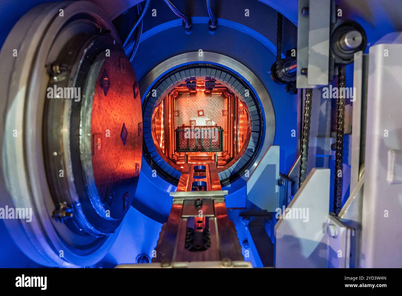 Industrial hardening furnace. Interior of a steel hardening furnace ...
