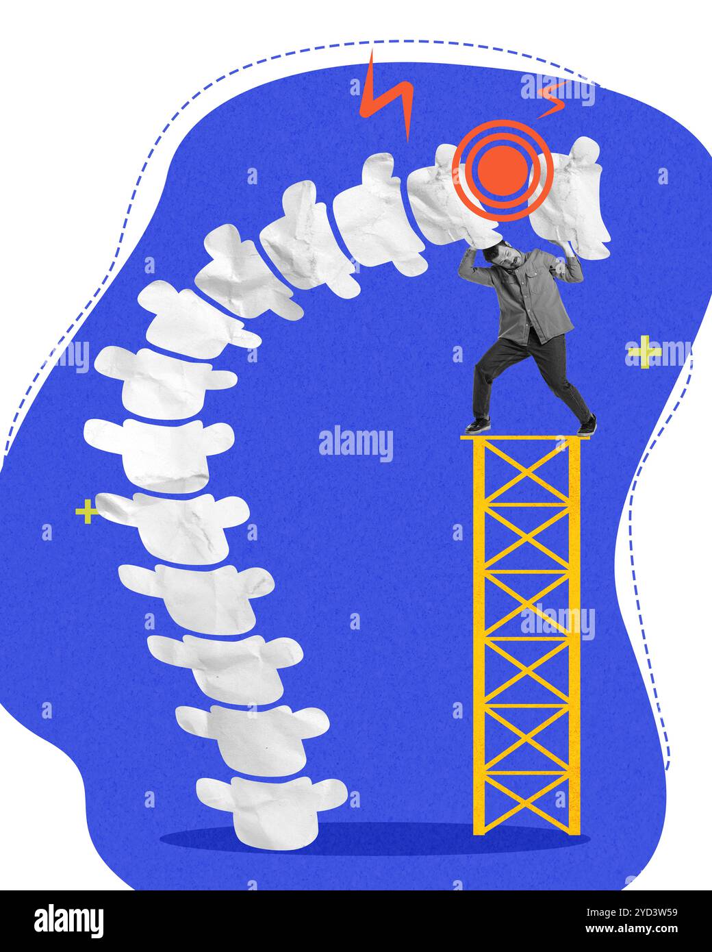 Spinal pain and back support concept. Contemporary art collage ...