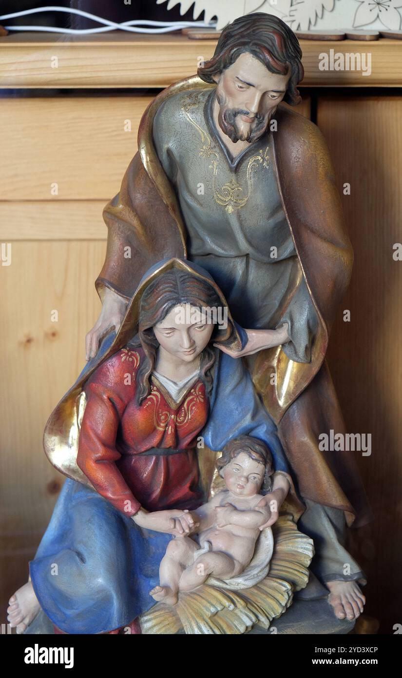 Nativity scene, creche, or crib, is a depiction of the birth of Jesus, Bad Ischl, Austria Stock ...