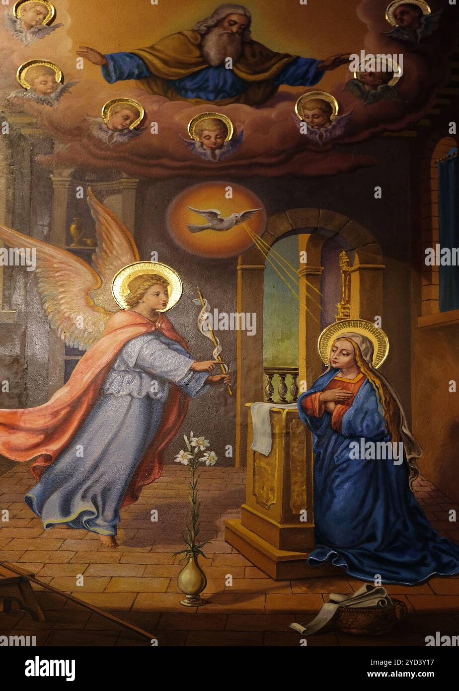 Annunciation of the Virgin Mary, fresco in the Franciscan Church of the ...