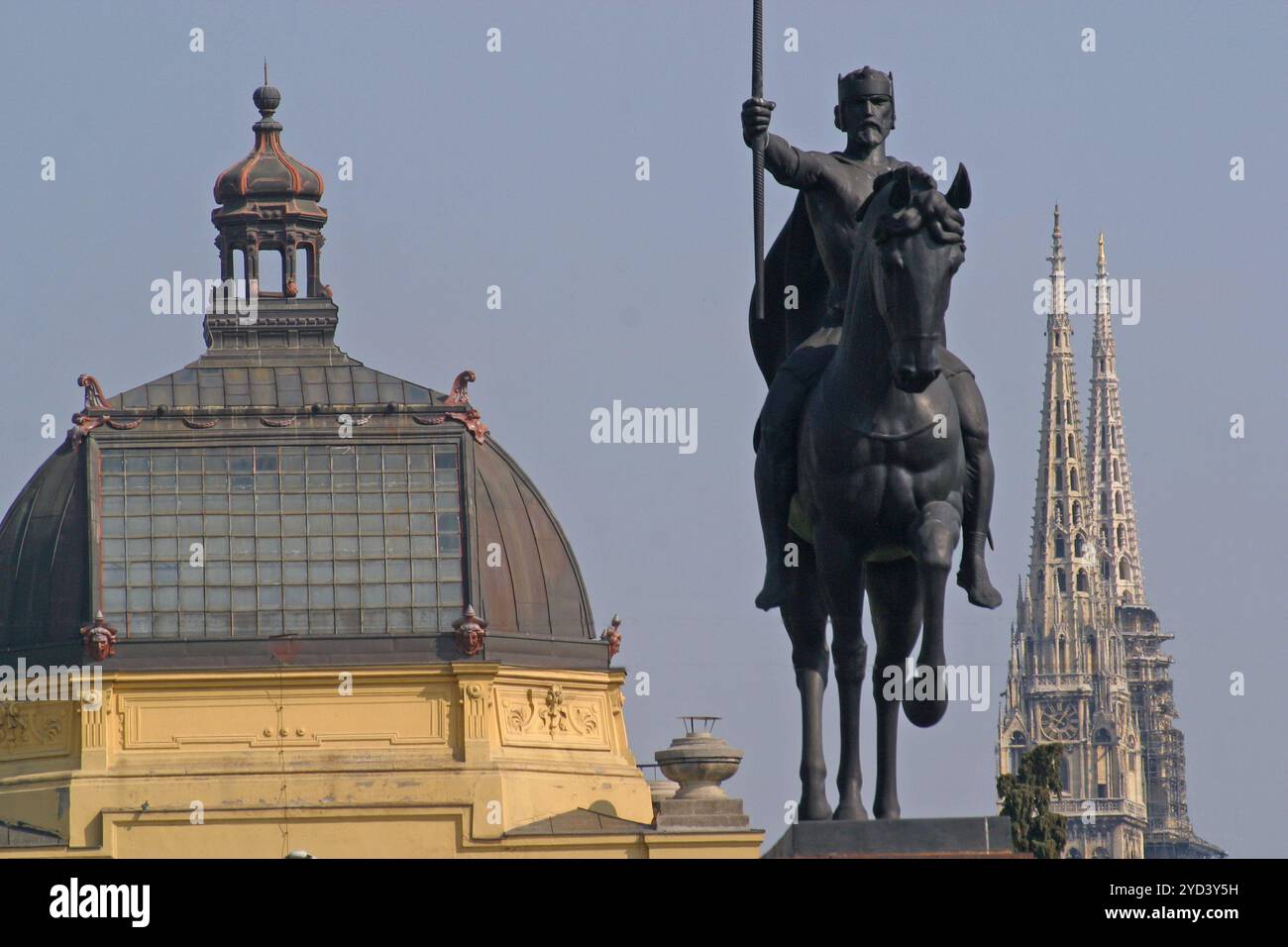 Three landmark or sign in Zagreb, King Tomislav statue, Art pavilion ...