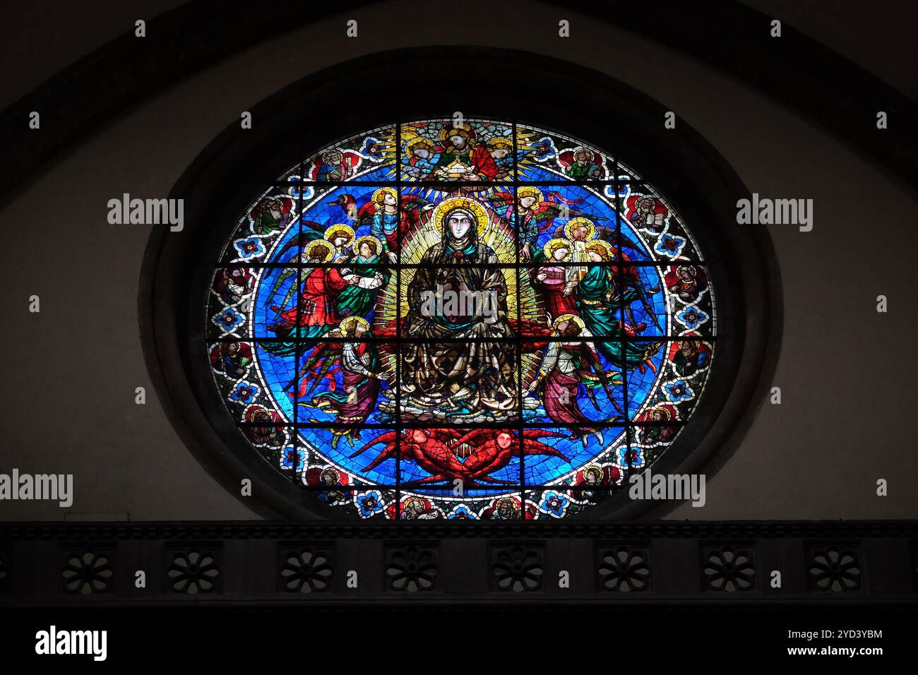 Virgin Mary surrounded by Angels by Lorenzo Ghiberti, 1405, stained ...