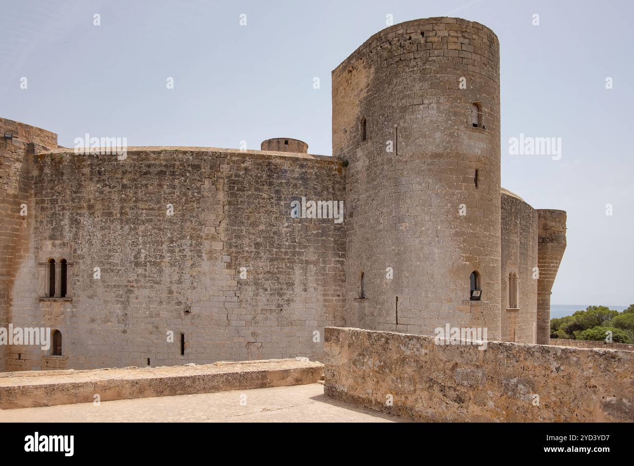 The medieval Bellver Castle, 14th-century Gothic-style fortress with ...