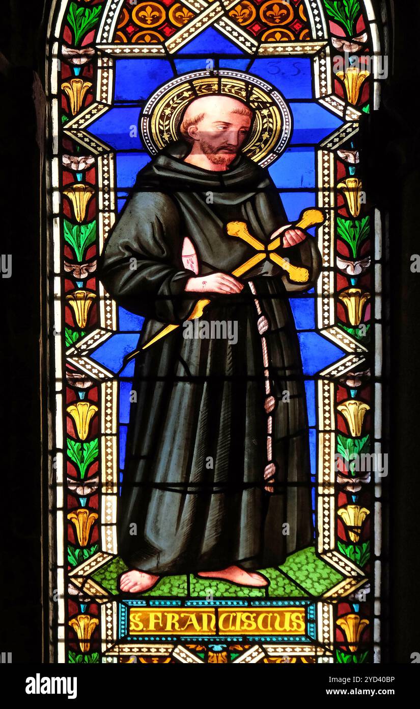 Saint Francis of Assisi, stained glass window in the Basilica di Santa ...