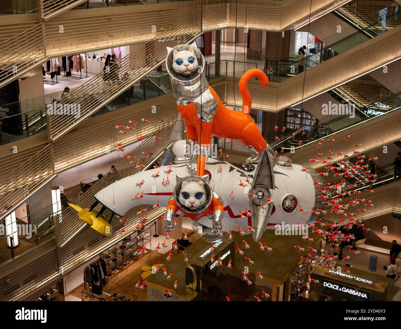 Japanese artist Kenji Yanobe’s astronaut cats on display inside the ...
