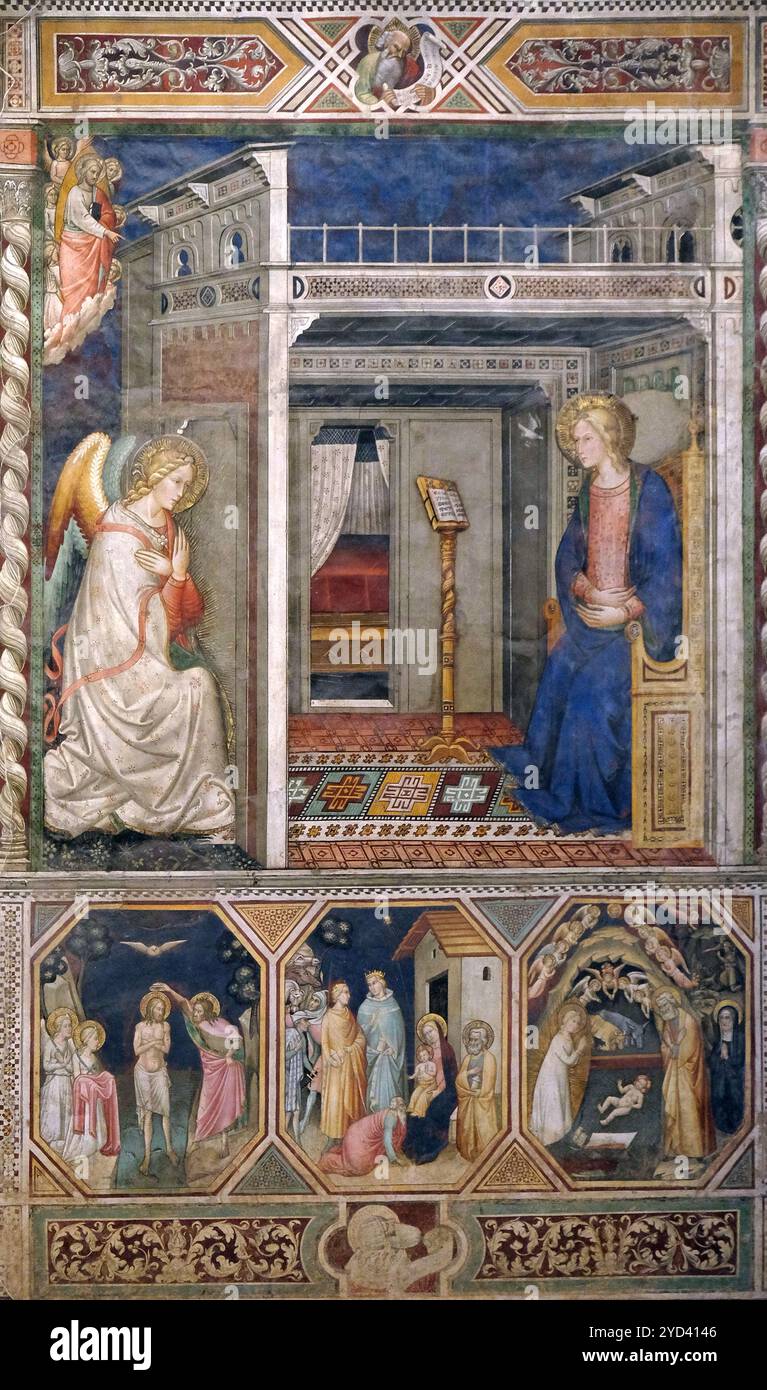 Annunciation to the Virgin Mary, Baptism of the Christ, Nativity by Pietro di Miniato, Santa ...