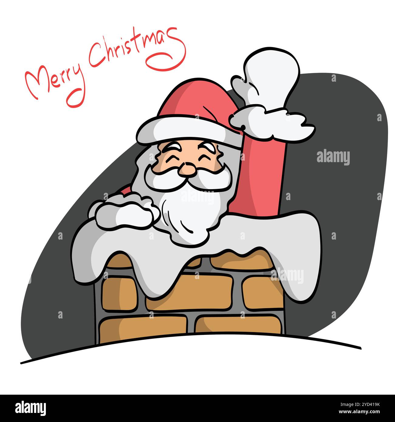 santa claus with hand sign in chimney illustration vector isolated on ...