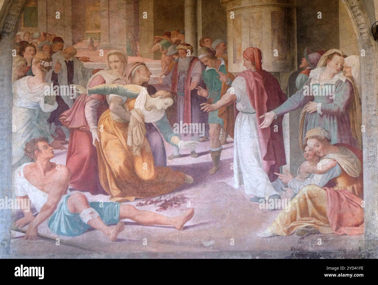 San Dominic frees an obsessed from the Demon, fresco by Lorenzo ...